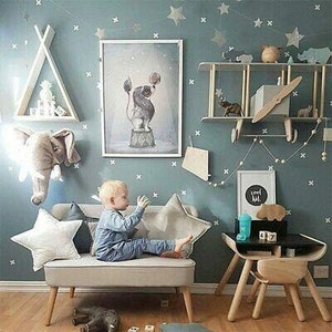 Cute Cross Shape Wall Stickers Nursery Kids Bedroom Vinyl Decal Stars ...