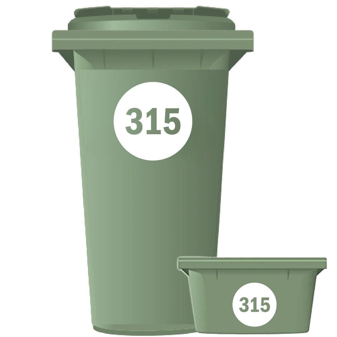 Personalised Round Wheelie Bin Sticker Dustbin Sticker Custom Number ...