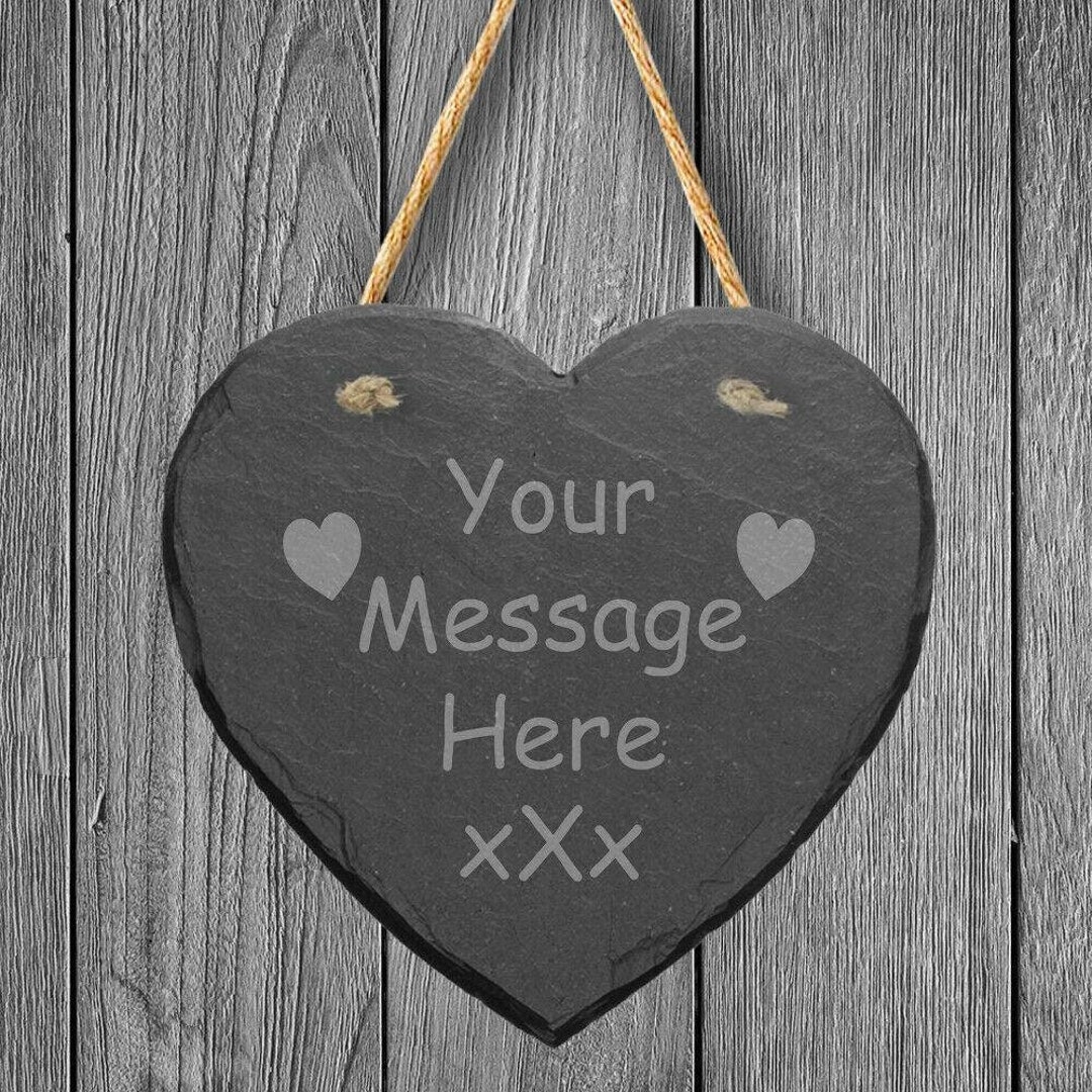 Personalised Laser Engraved Home Plaque Sign Slate Heart House Warming ...