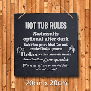 Hot Tub Rules Hanging Slate Plaque Sign for Hot Tubs Accessory Slate ...
