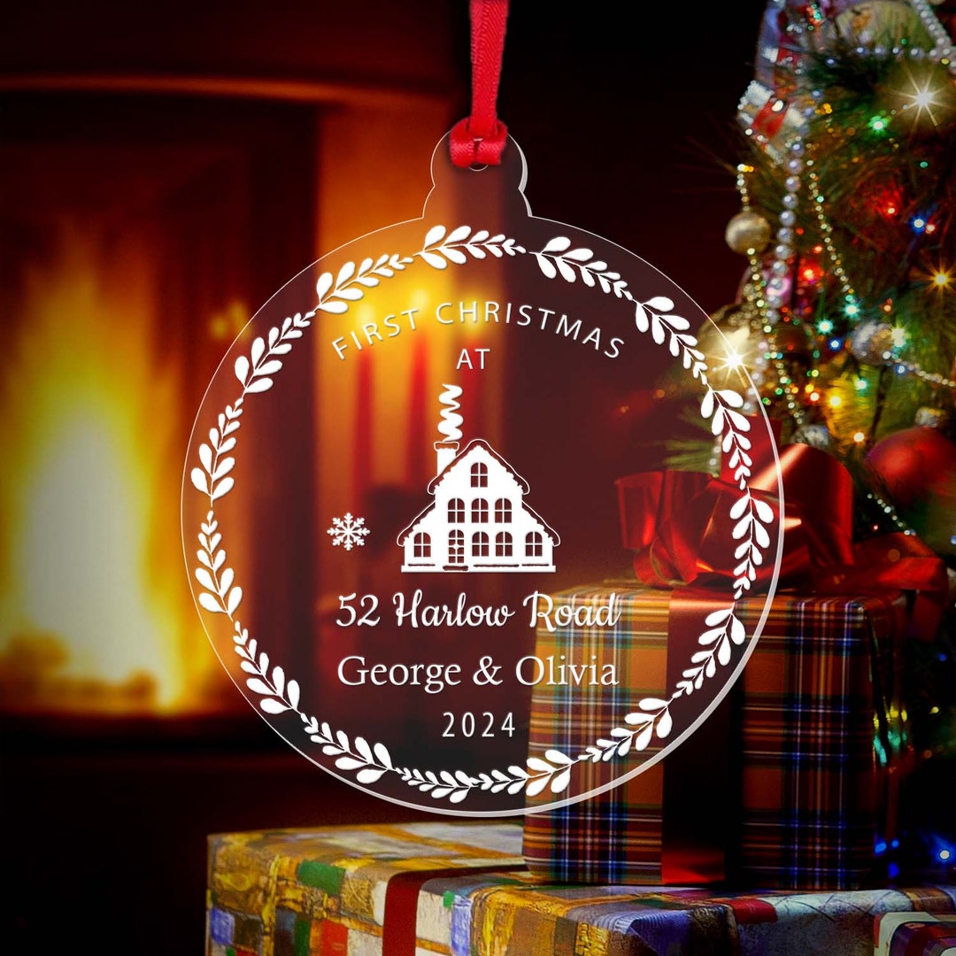 Personalised First Christmas Bauble Custom Name New Home Bauble ...