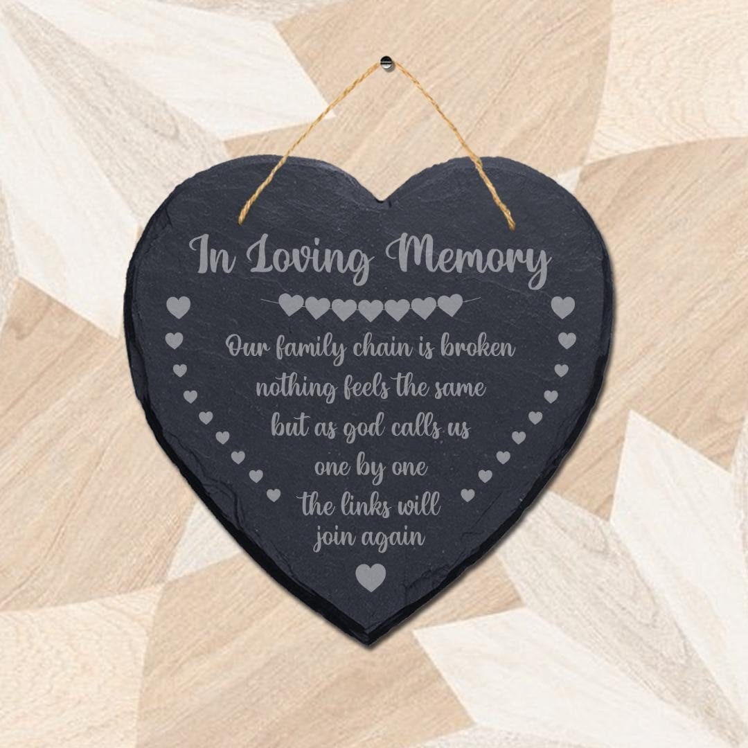 In Loving Memory Our Family Memorial Laser Engraved Hanging Slate ...