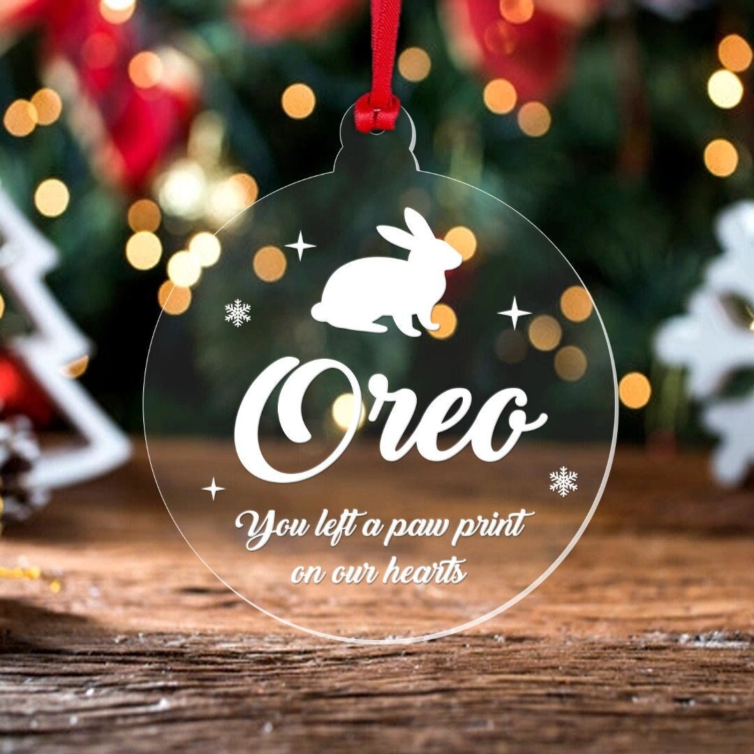 Personalised Rabbit Memory Christmas Bauble Pet Memorial Xmas ...