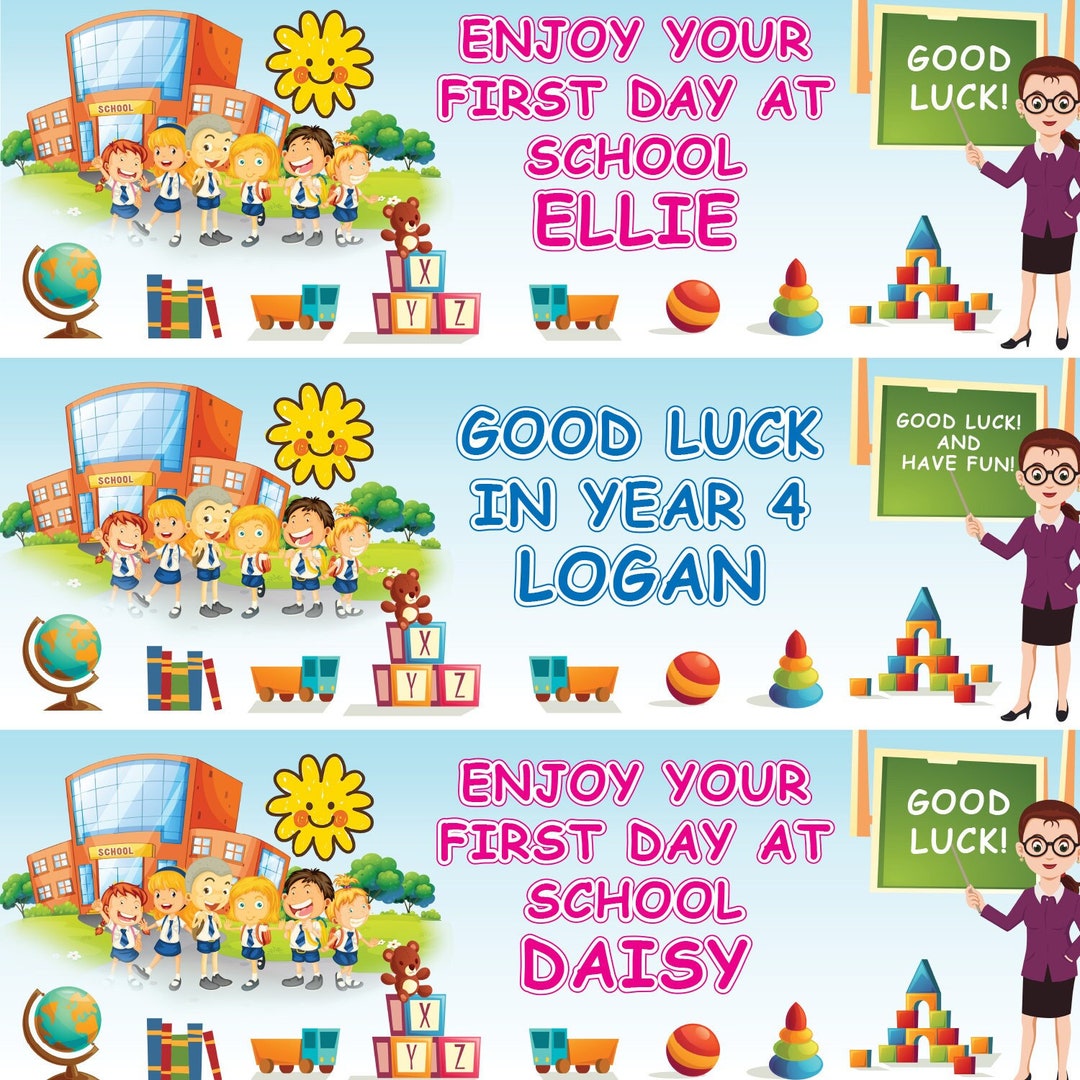 2 Personalised Good Luck School Party Celebration Banners Decoration ...