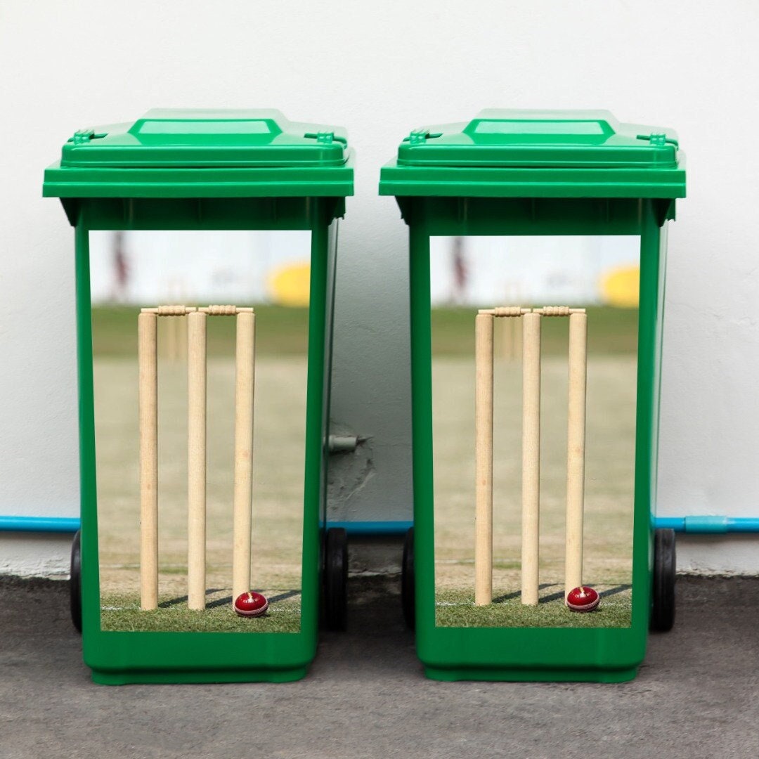 2x Cricket Stumps Wheelie Bin Sticker Dustbin Sticker Self Adhesive ...