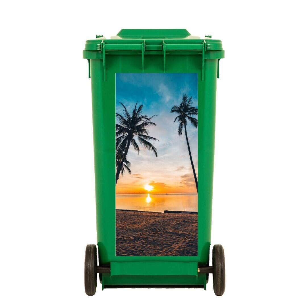 2x Sheets Beach Wheelie Bin Sticker Trash Bin Sticker Self Adhesive ...