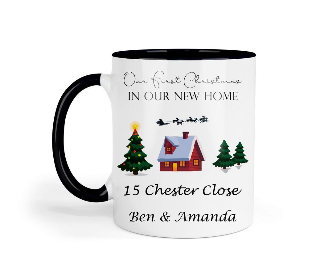 Personalised First Christmas New Home Mug & Coaster Set Couple Gift for ...