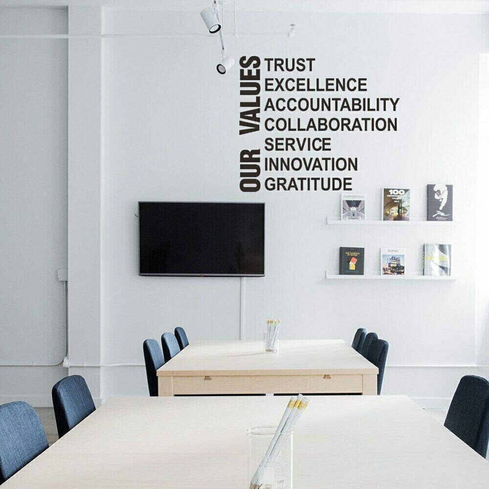 Our Values Large Wall Art Sticker Inspirational Quote Vinyl Decal ...