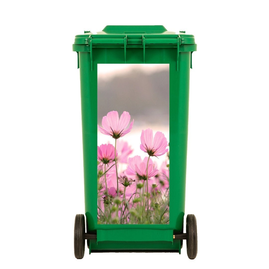 2x Sheets Flowers Wheelie Bin Sticker Dustbin Sticker Self Adhesive ...