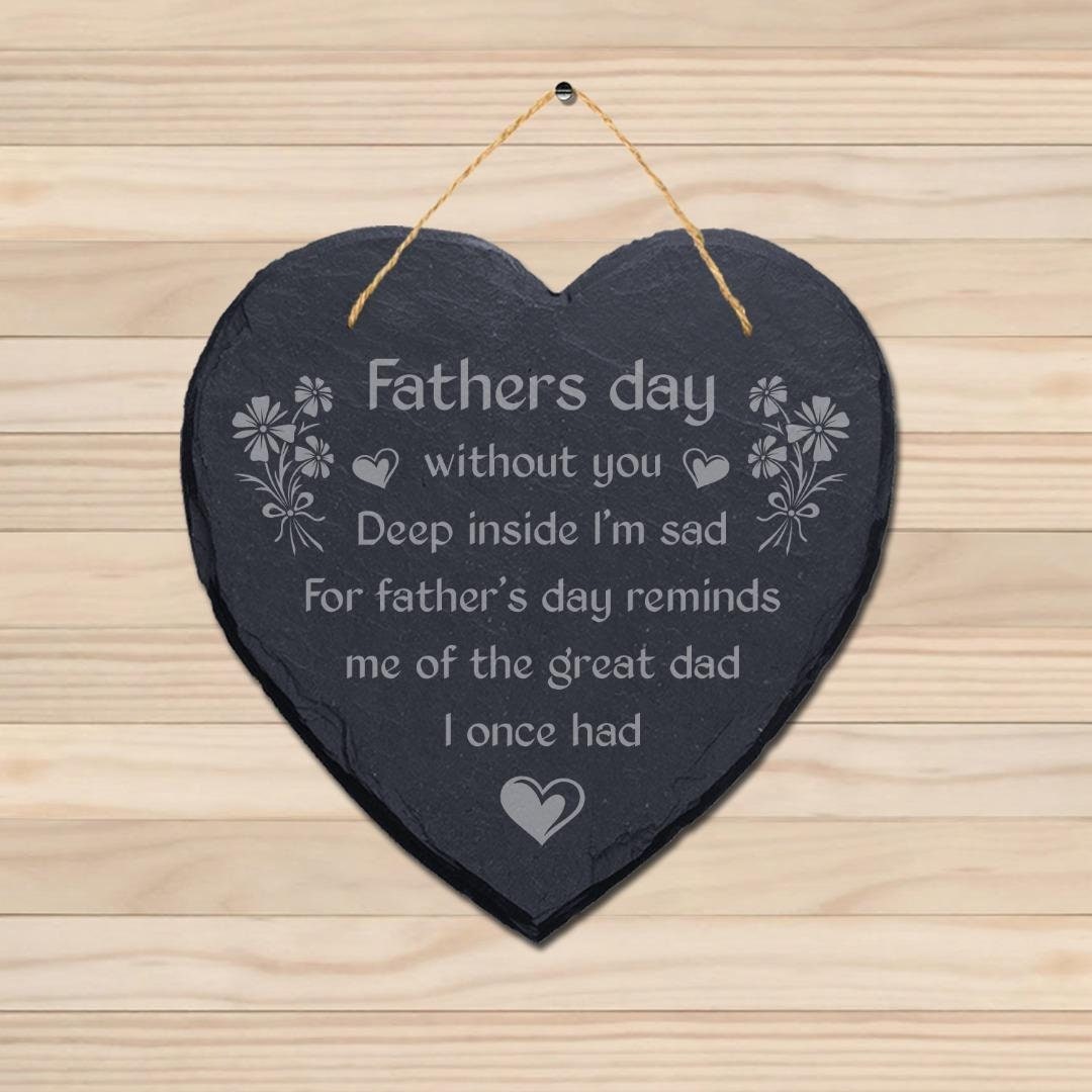 Father Day Memorial Slate Stone Hanging Heart Shape Slate Quote ...