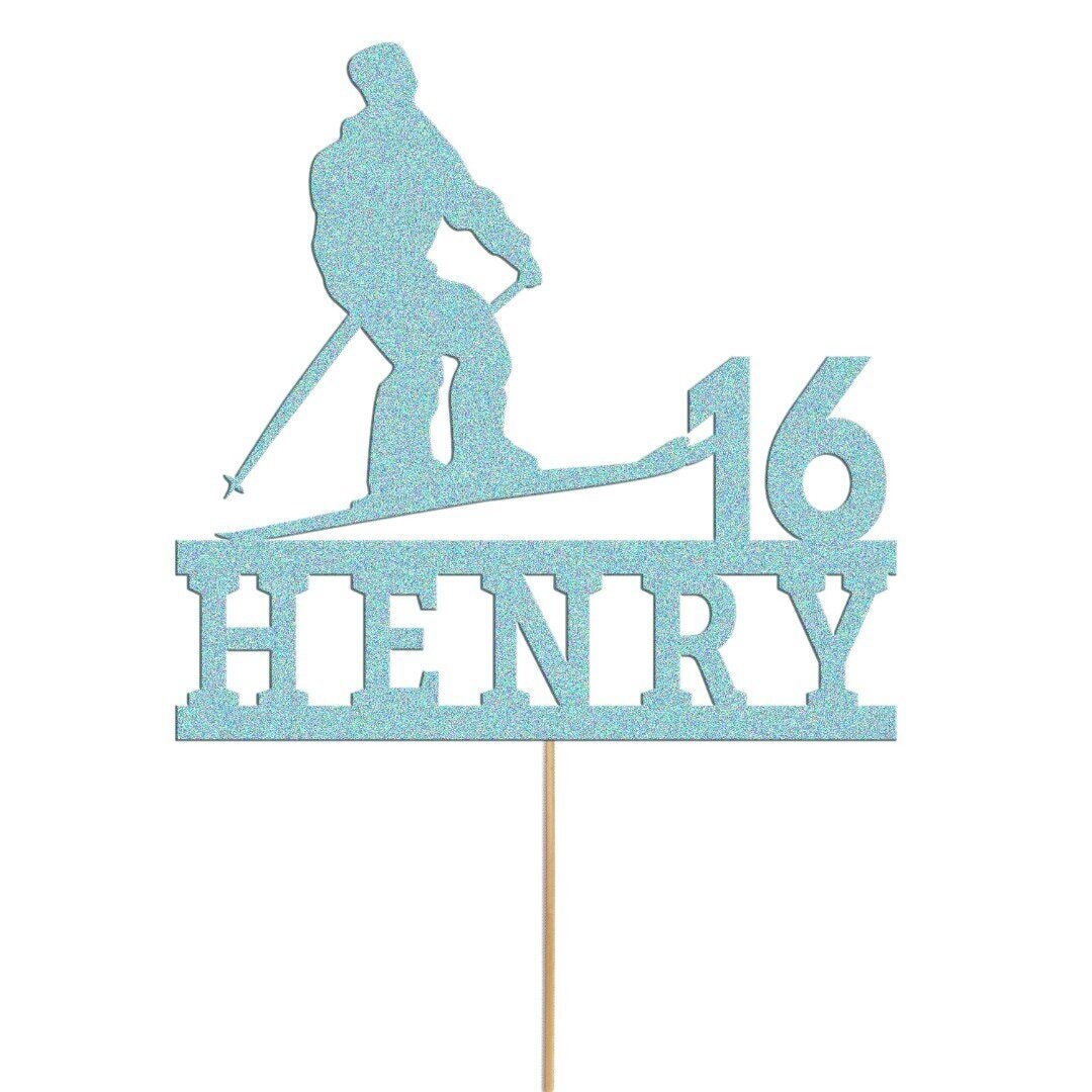 Skier Cake Topper Personalised Ski Skiing Birthday Cake Topper ...