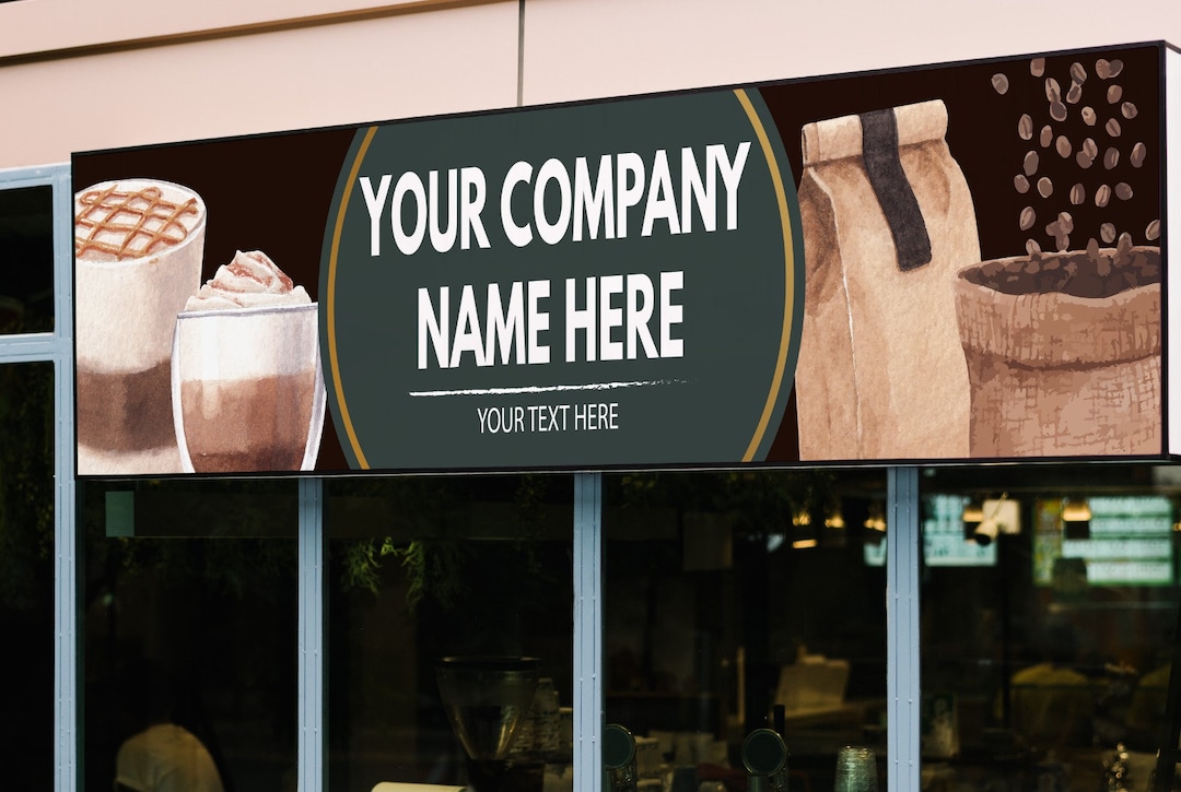 Personalised Coffee Shop Sign Custom Window Banner Any Text Vinyl ...