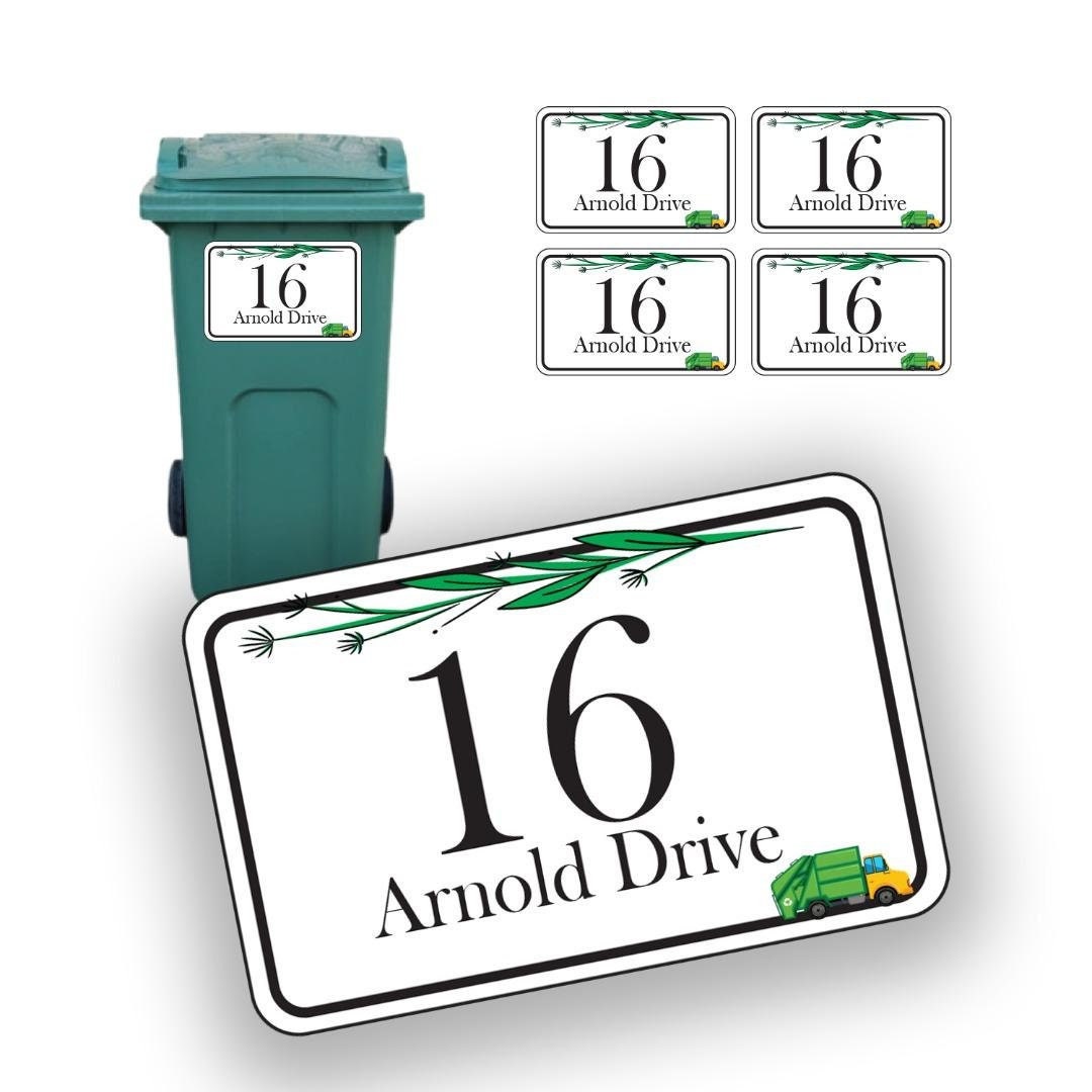 Personalised Wheelie Bin Road Dustbin Stickers Custom Name Number ...