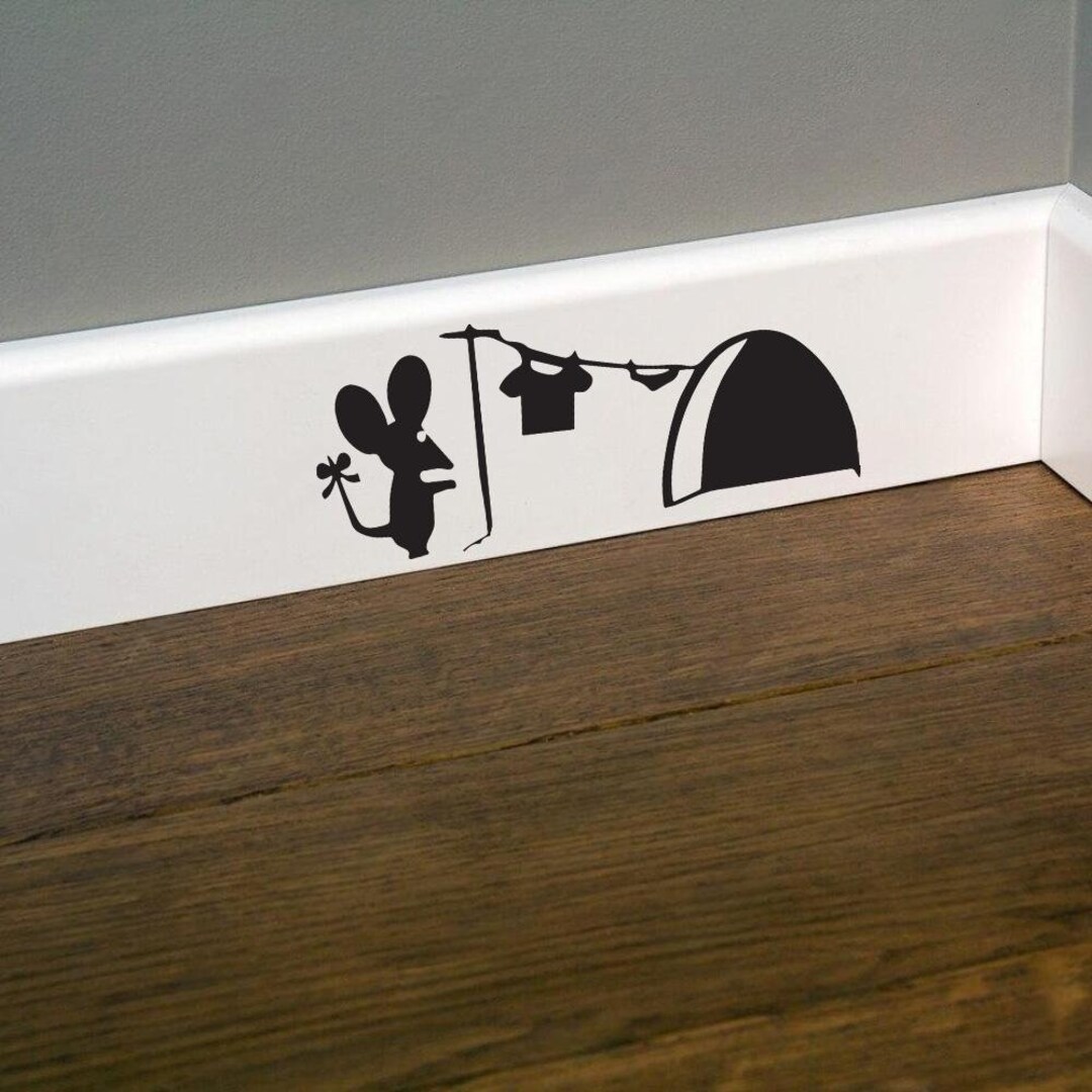 Mouse Washing Line Home Mice Skirting Board Wall Art Sticker Decal - Etsy