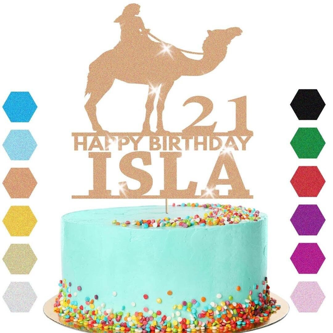 Riding Camel Cake Topper Personalised Girls Birthday Cake Decoration ...