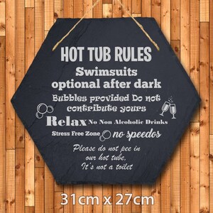 Hot Tub Rules Hanging Slate Plaque Sign for Hot Tubs Accessory Slate ...