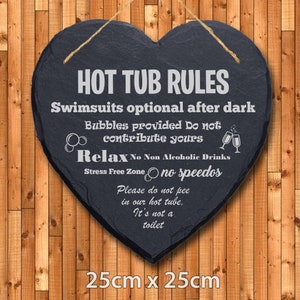 Hot Tub Rules Hanging Slate Plaque Sign for Hot Tubs Accessory Slate ...
