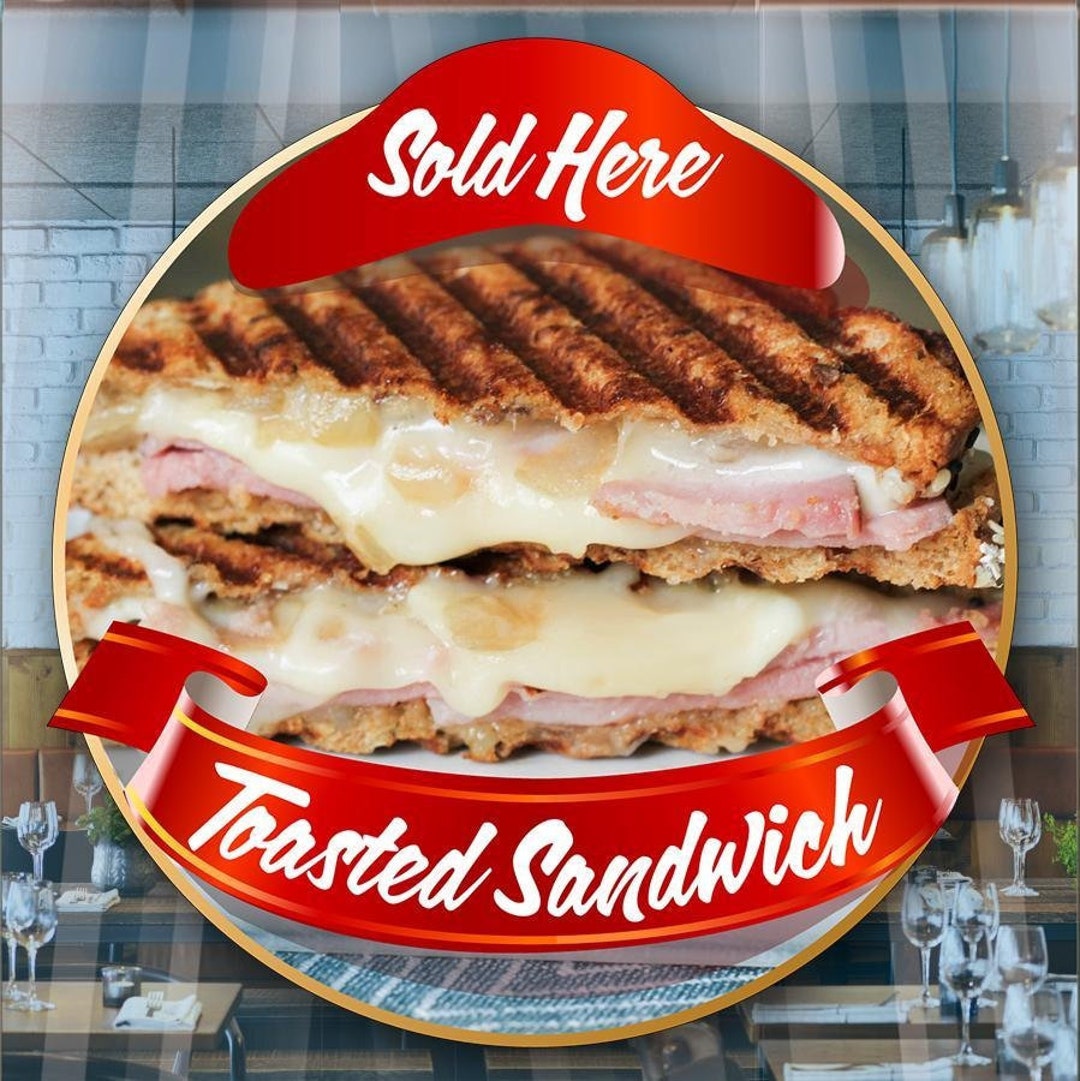 Toasted Sandwich Toastie Catering Window Cafe Shop Restaurant Sticker ...