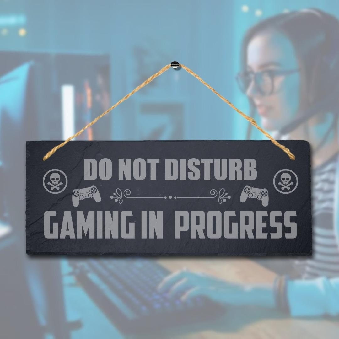 Do Not Disturb Game in Progress Laser Engraved Hanging Slate Home ...