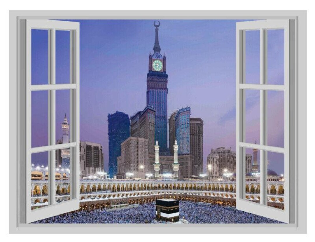 Huge Hajj Makkah Clock Tower Window Poster Art Wall Sticker Vinyl Decal ...