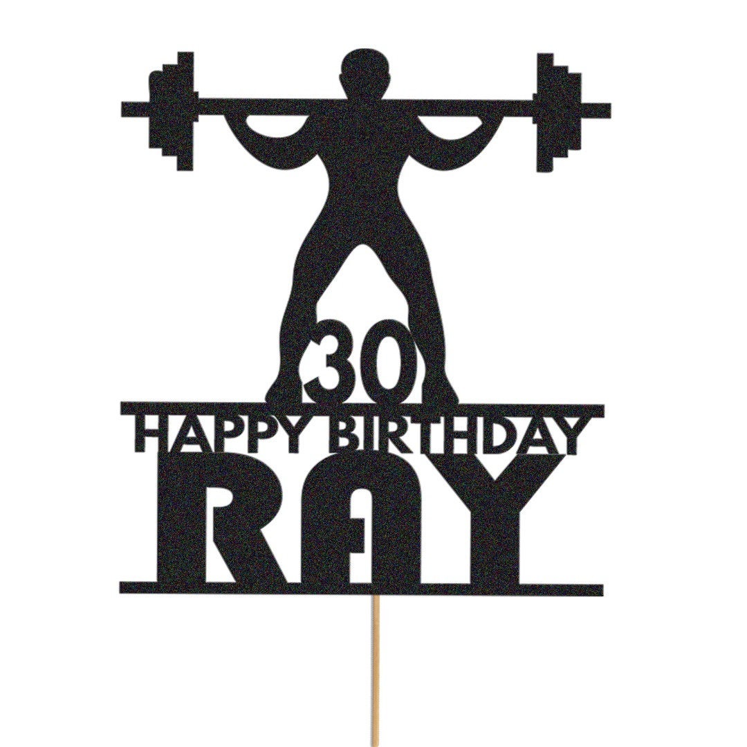 Personalised Weightlifter Cake Topper Custom Powerlifter Gym Weights ...