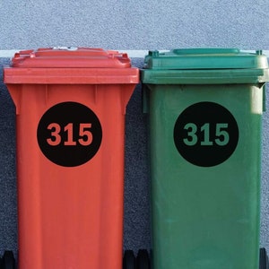 Personalised Round Wheelie Bin Sticker Dustbin Sticker Custom Number ...