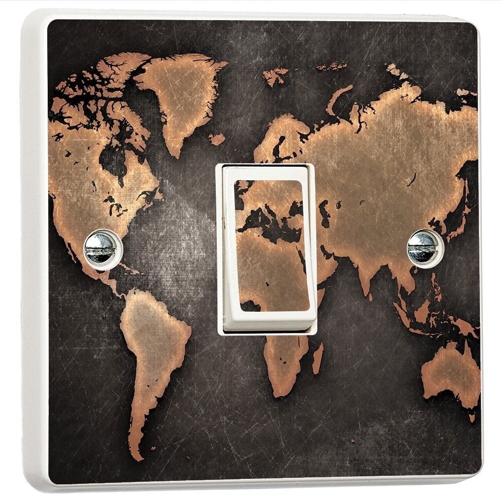 World Map Black Light Switch Sticker Cover Vinyl Skin Wall Decal Decor ...