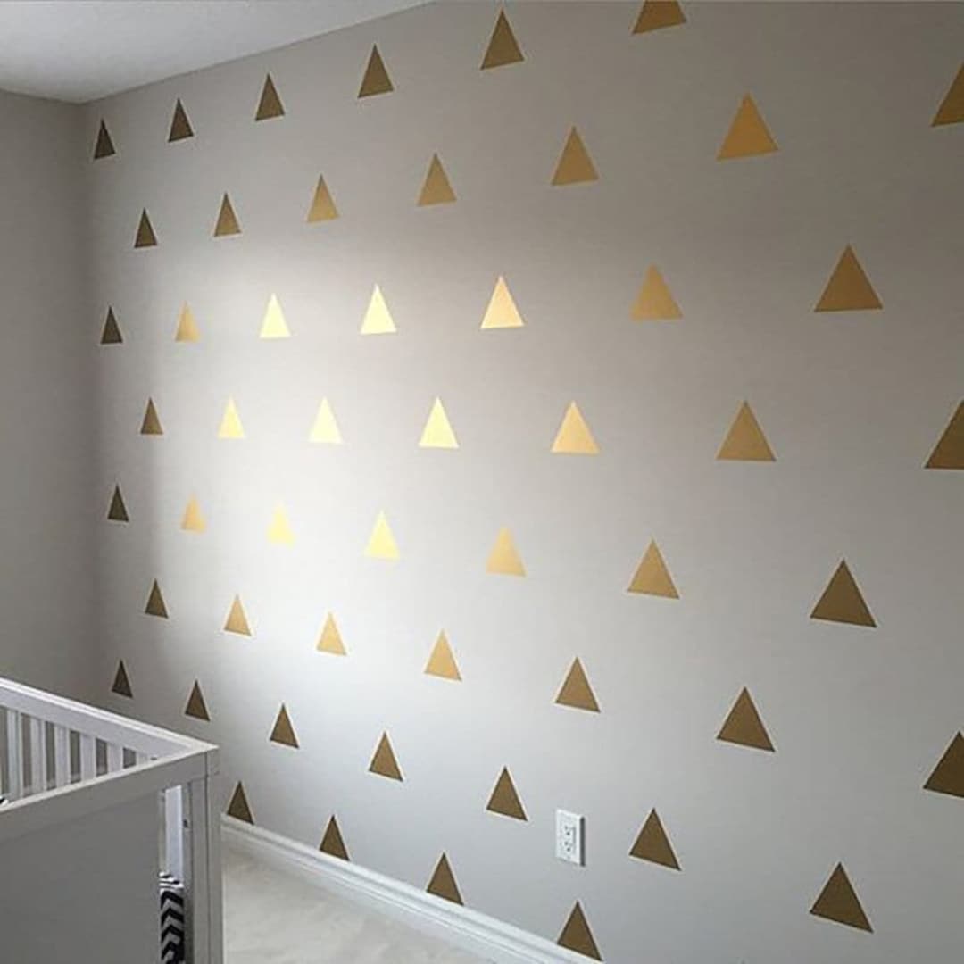 Gold Triangle Shape Wall Stickers Nursery Children's Bedroom Triangles ...