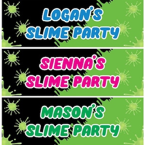 2 Personalised Green Slime Black Theme Party Celebration Banners Decor ...