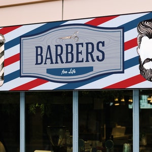 Custom Barber Shop Sign Personalised Window Banner Any Text & Logo ...