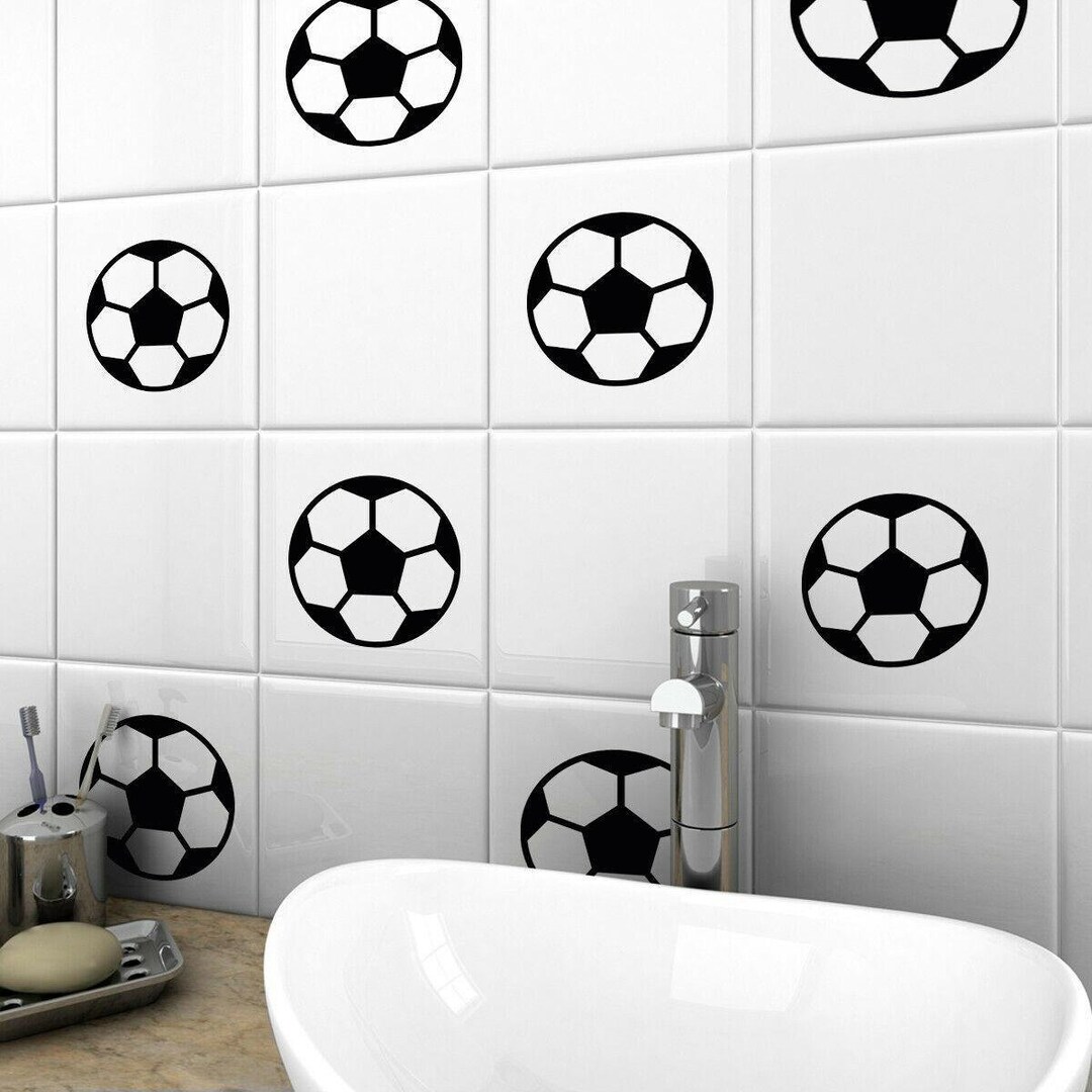 Football Vinyl Tile Sticker Kids Wall Decal Transfers Kitchen Bathroom ...