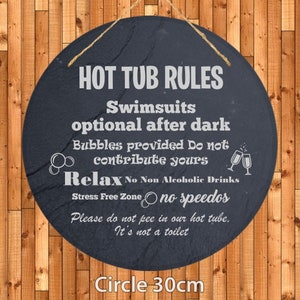 Hot Tub Rules Hanging Slate Plaque Sign for Hot Tubs Accessory Slate ...