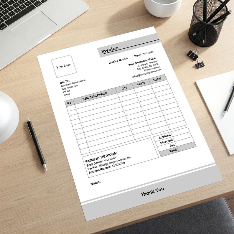 Invoice Template, Elegant and Customizable - Etsy