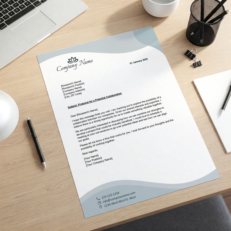Elegant Business Letterhead Template for Customizable Use - Etsy