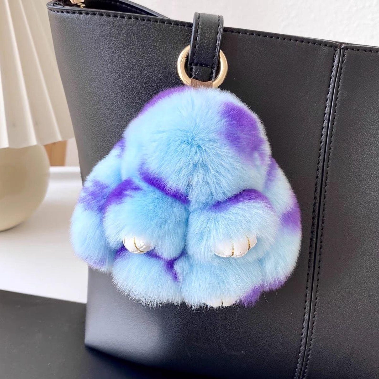Real Rex Rabbit Fur Bow Keychain Pendant & Plush Bag Accessory - 4 ...