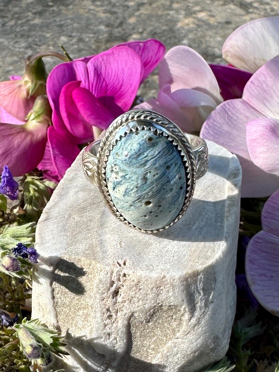 Leland Blue Ring in Sterling Silver. Size 7 1/2. - Etsy