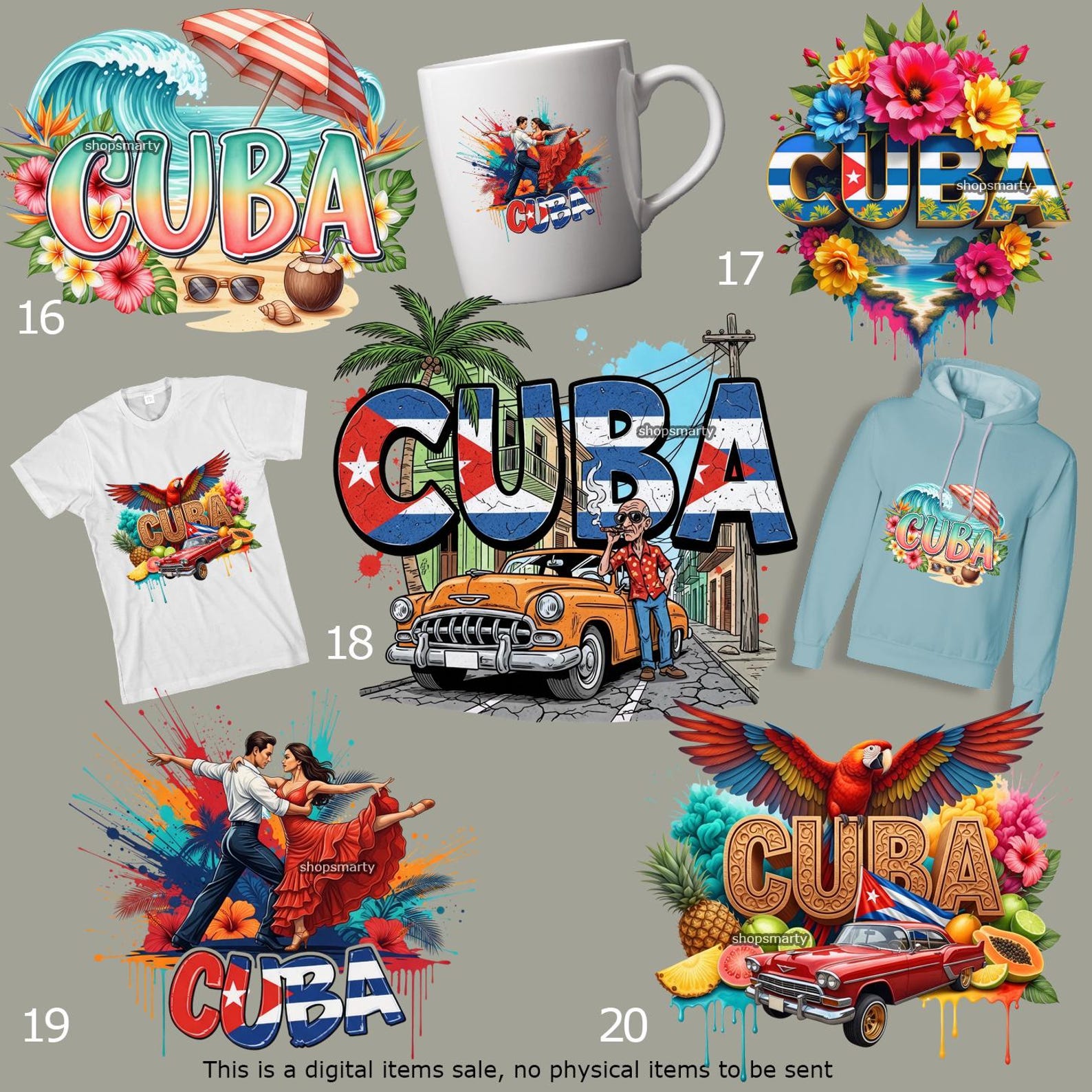Cuba Digital Prints, Cuban Art Png Downloads, Vibrant Latin Cliparts ...