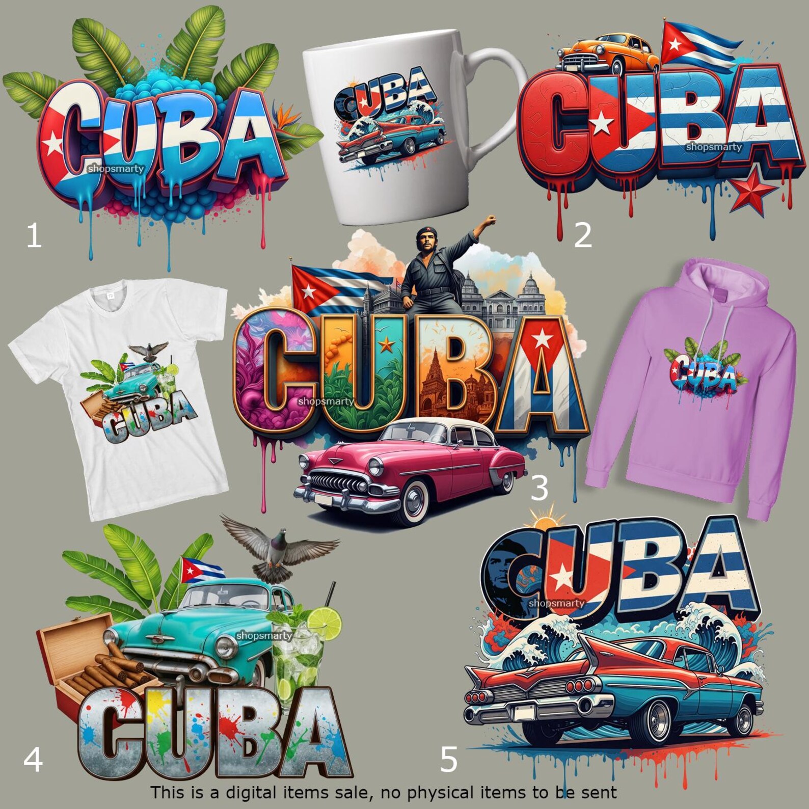 Cuba Digital Prints, Cuban Art Png Downloads, Vibrant Latin Cliparts ...