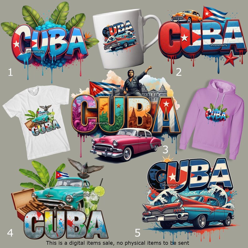 Cuba Digital Prints, Cuban Art Png Downloads, Vibrant Latin Cliparts ...