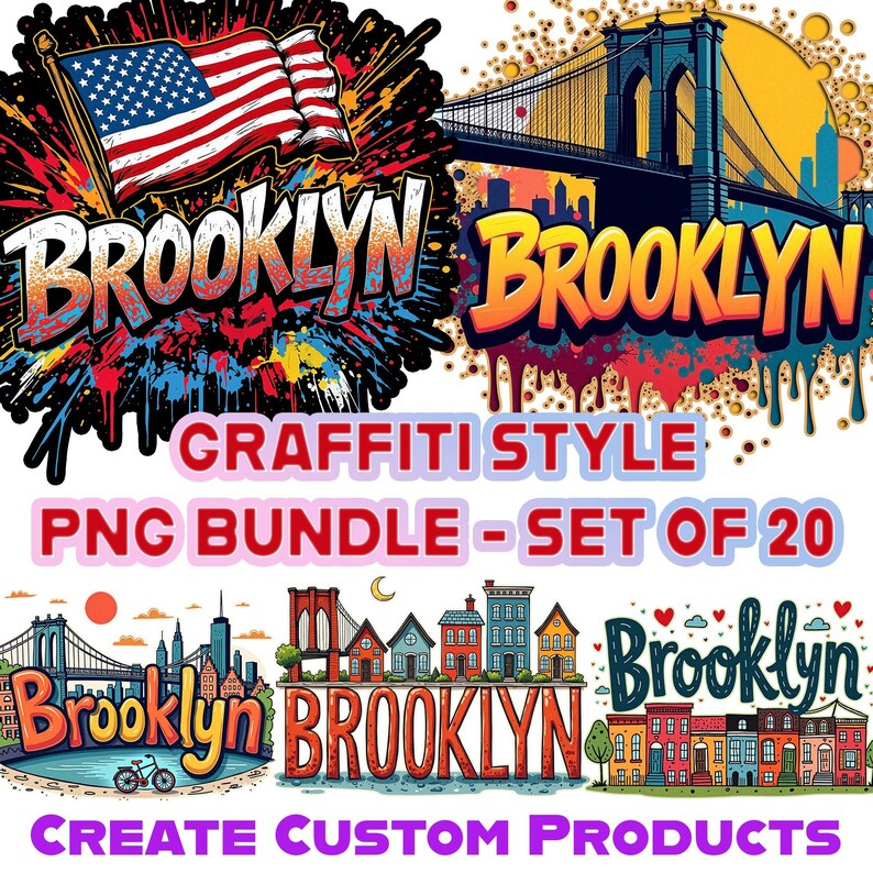 Brooklyn Clipart Digital Download, Brooklyn Png, T-shirt Printing, Sublimation, Custom Product ...