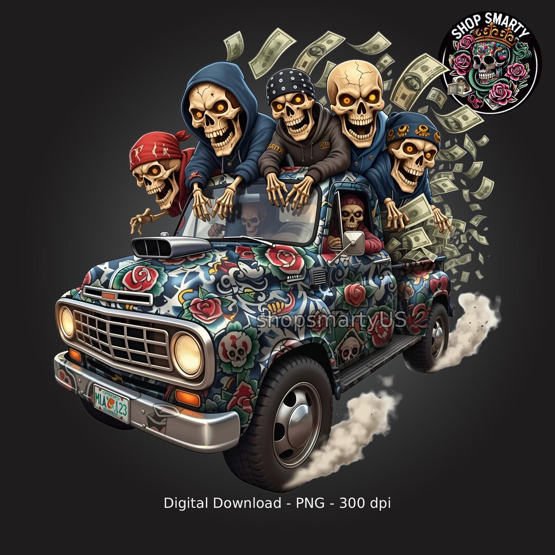 Gangster Skulls PNG Download, T-SHIRT SUBLIMATION, Urban Streetwear ...