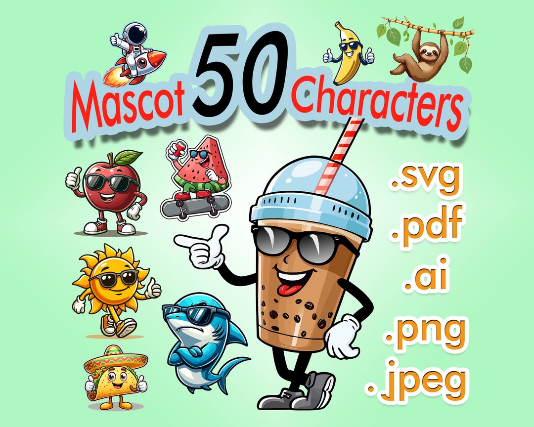 Mascot Characters Cartoon Vector Svg Pdf Ai Transparent Background Png ...