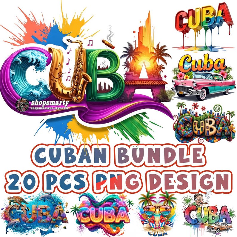 Cuba PNG Bundle, Cuban Clipart for Sublimation, Vintage Havana Car PNG ...
