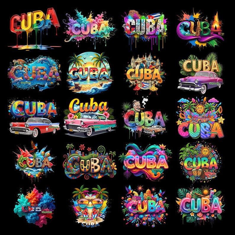 Cuba PNG Bundle, Cuban Clipart for Sublimation, Vintage Havana Car PNG ...