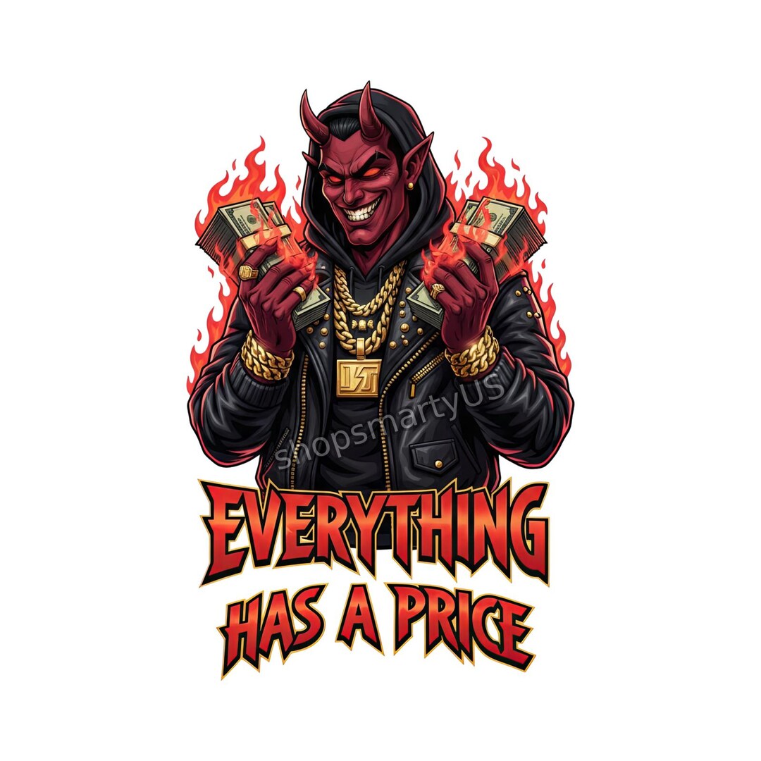 Everything Has a Price PNG – Devil Money Streetwear Graphic, Dark Trap ...