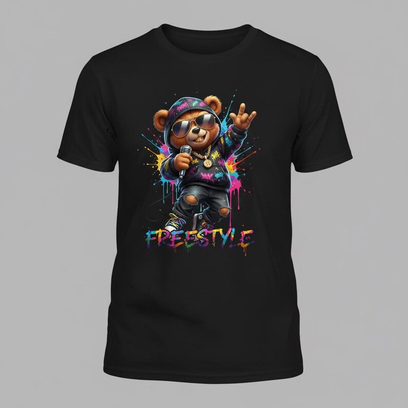 Rapper Teddy Bear PNG, Freestyle Music Edgy Clipart, T Shirt ...