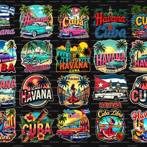 Cuba Havana 20 PNG Bundle Vibrant Digital Art Colorful Print Home Decor ...