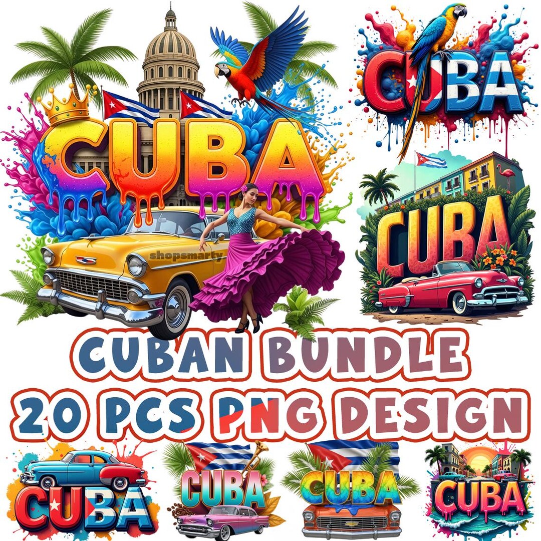 Cuba Digital Prints, Cuba Png Bundle, Cuba T-shirt Design, Latin ...