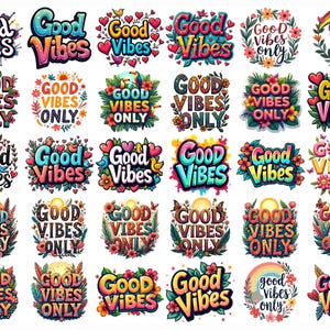 Positive Vibes Digital Art PNG, Floral Design, Good Vibes Vibrant ...