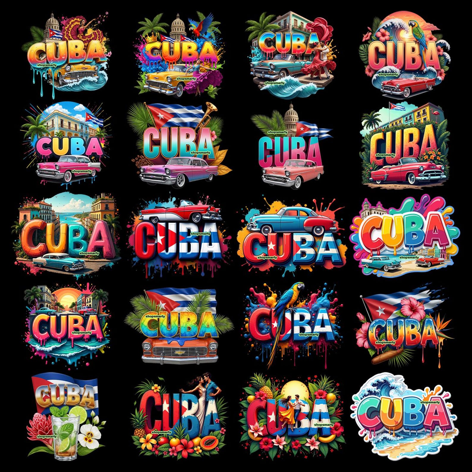 Sublimation PNG Cuban Art Design, Havana Street Style Graphic, Trendy ...